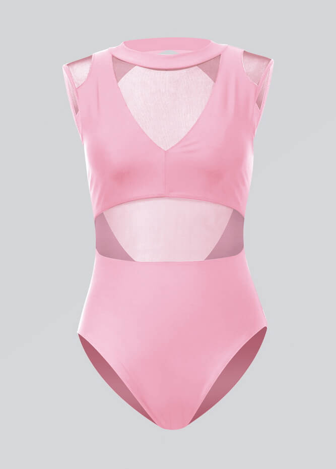 Womens Cut-Out Sheer Mesh Bodysuit