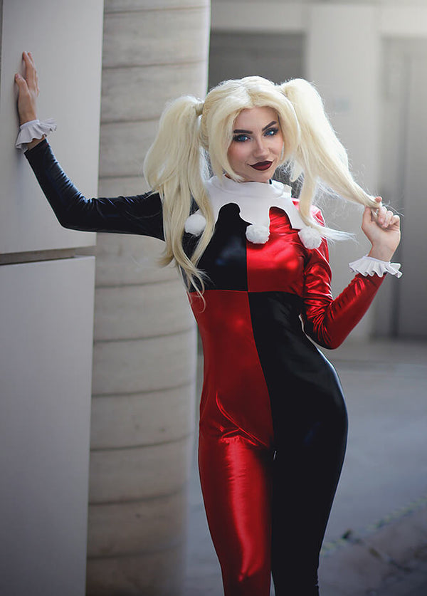 Harley Quinn Black And Red Halloween Costume Unitard