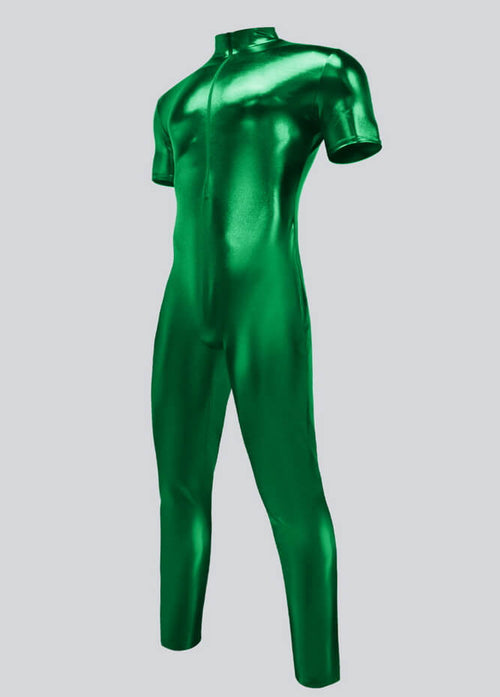 Men's Shiny Metallic Short Sleeve Bodysuit - Futuristic Space Theme ...