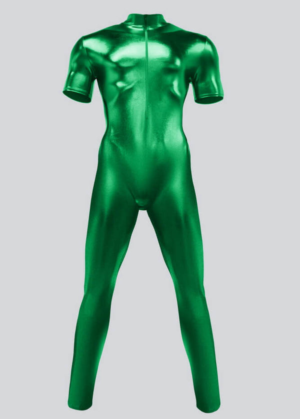 Men's Shiny Metallic Short Sleeve Bodysuit - Futuristic Space Theme ...