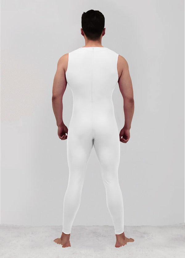 Mens Spandex Sleeveless Back Zipper Unitard