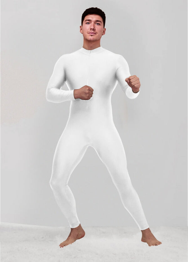 Mens Zip Front Spandex Long Sleeve Unitard