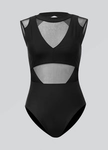 Womens Cut-Out Sheer Mesh Bodysuit