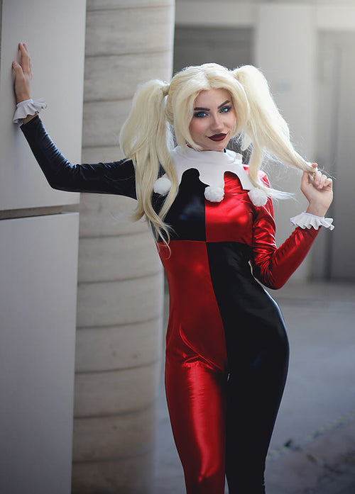 Harley Quinn Black And Red Halloween Costume Unitard