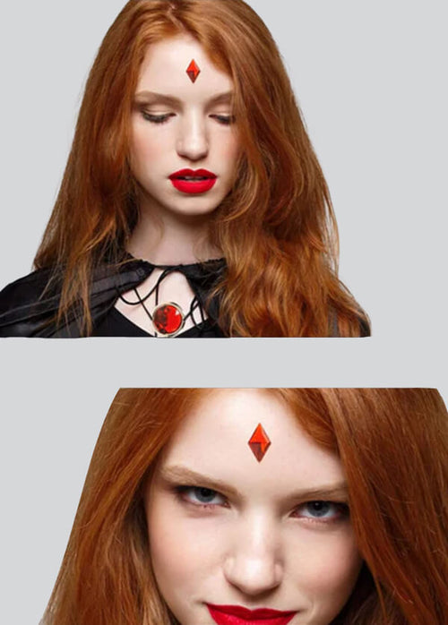 Womens Raven Cosplay Waist Belt Red Stone Chain