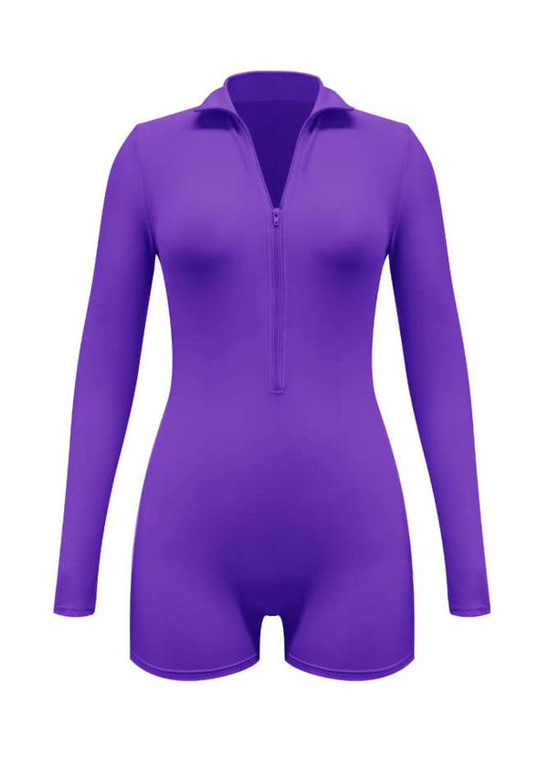 Speerise Zip Front One Piece Spandex Romper Bodysuit
