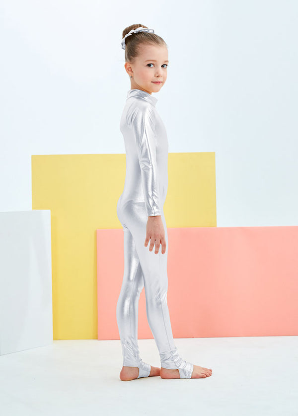 Speerise Girls Shiny Metallic Long Sleeve Unitard