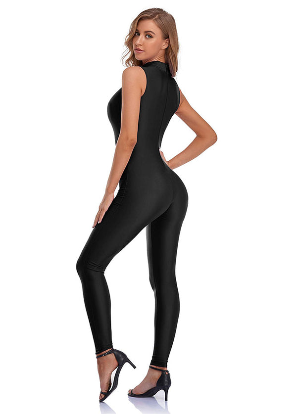 Womens Spandex Sleeveless Turtleneck Bodycon Unitard